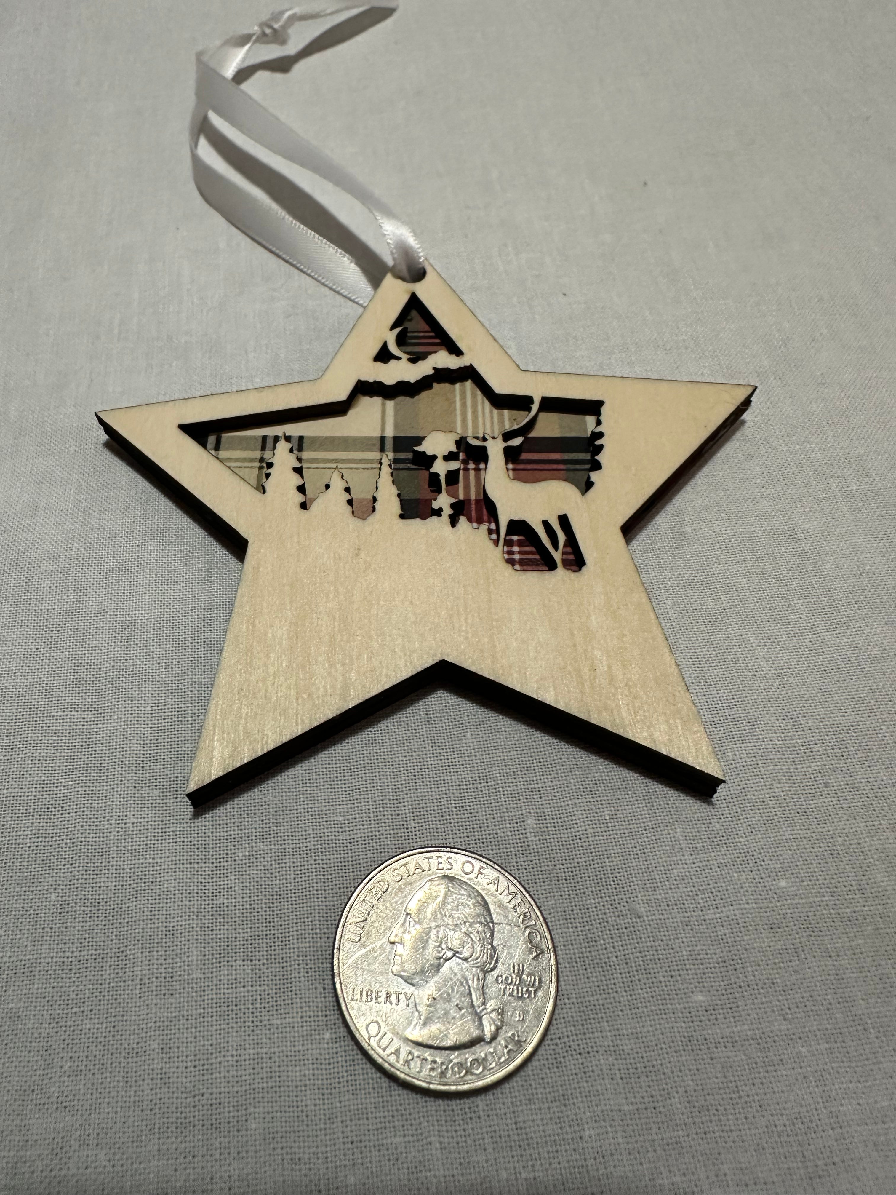 Plaid Star Christmas Ornament – Opa's Lazerworks